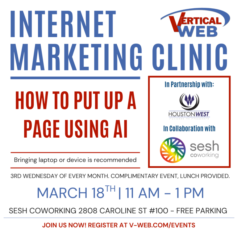 Now Open: How to Put Up a Page Using AI. Sign Up Today! - Vertical Web